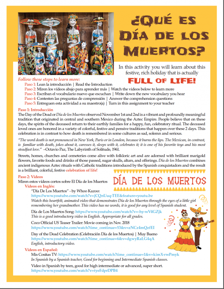 Day of the Dead: Día de los Muertos Classroom Activity